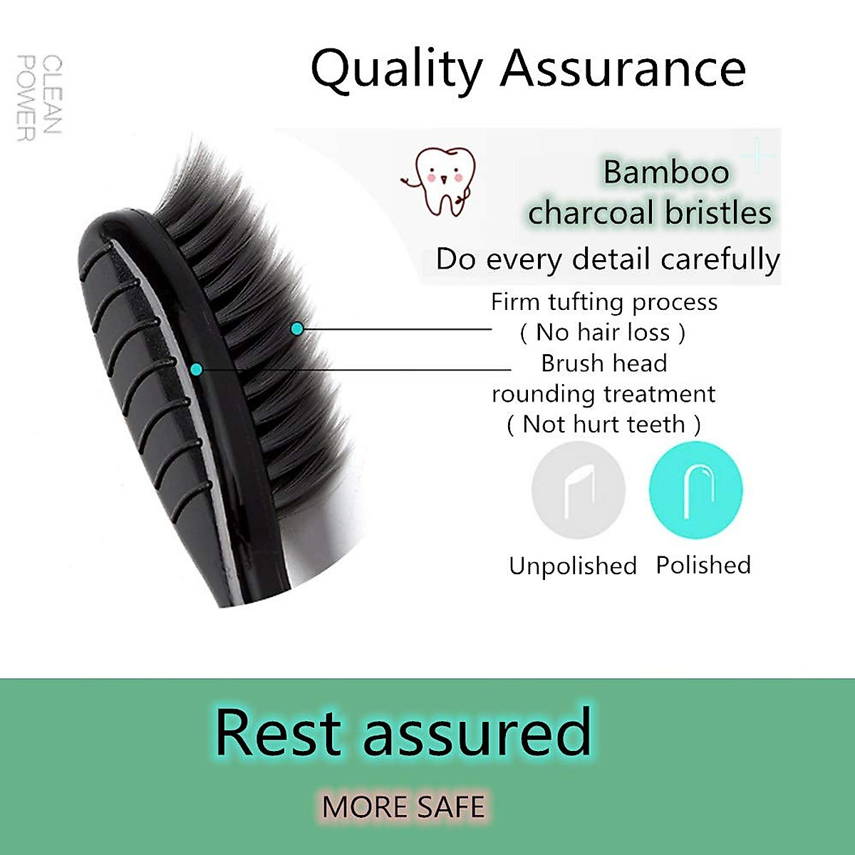 QIPEXEII 6 Pack Bamboo Charcoal Toothbrush Ultra Soft Bristled Adult Toothbrush Micro-Nano Manual Toothbrushes with 20,000 Soft Bristled