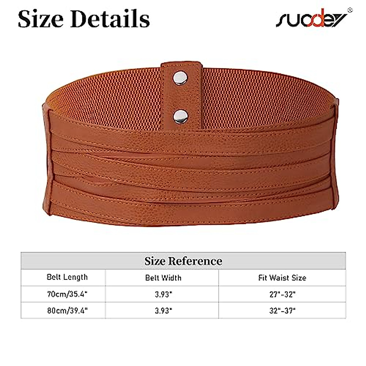 SUOSDEY Women Faux Leather Braided Waist Belt for Dress Elastic Stretch Belt for Ladies Wide Waist Belt for Women