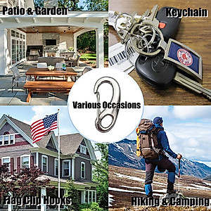 PISSION Flag Carabiner Hooks 4 Pack Stainless Steel Spring Snap Hooks Clips for Keychain Backpack Climbing Hiking Gym and Attach Dog Leashes Carabiner Clips