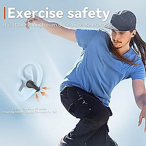 Ear Clips Ear Buds Bone Conduction Earbuds for Small Ear Canals, Open Ear Earbuds Bluetooth with Earhooks Sport Clip on Headphones Up to 24 Hours Playtime Waterproof Outer Headphones Black