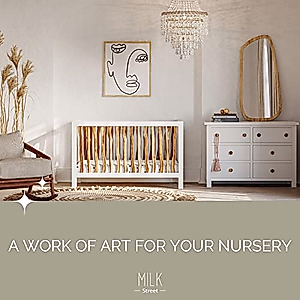 Milk Street Baby 4 in 1 Convertible Baby Crib | Converts to Toddler Bed, Daybed and Full-Size Bed, Fits Standard Full-Size Crib Mattress, 100% Solid Wood, White & Natural