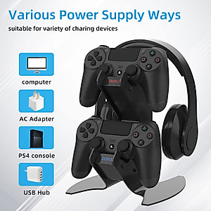 PS4 Controller Charger, PS4 Charger Stand, USB Charging Dock Station for ps4 Fast-Charging Port with LED Indicators for PlayStation 4 /PS4/PS4 Slim/PS4 Pro Controller
