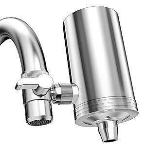 Kintim 1200 Gallons Faucet Water Filter, 2.2 GPM Outlet Flow Rate Tap Water Filter, Six Improvements Water Faucet Filtration System, Removes Chlorine, Lead, Sediments, Bad Taste and More