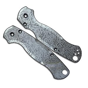 Alien Black engraved Titanium Scales for Spyderco Paramilitary 2 PM2