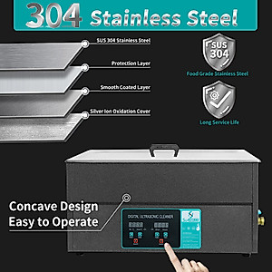 SupRUCCI Ultrasonic Cleaner 20L 480w High Power Ultrasonic Parts Cleaner with Heater Timer for Cleaning 3D Printed, Parts, Carburetor, Circuit Board, Jewelry, Safely Removes Oil and Rust.