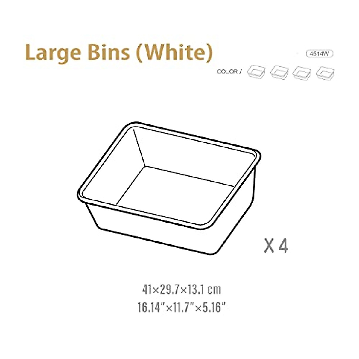 UNiPLAY Large Stackable Storage Bins for Closet Organizers, Food Organizer Bins, Pantry Storage and Toy Storage Organizer (4-Pack), White