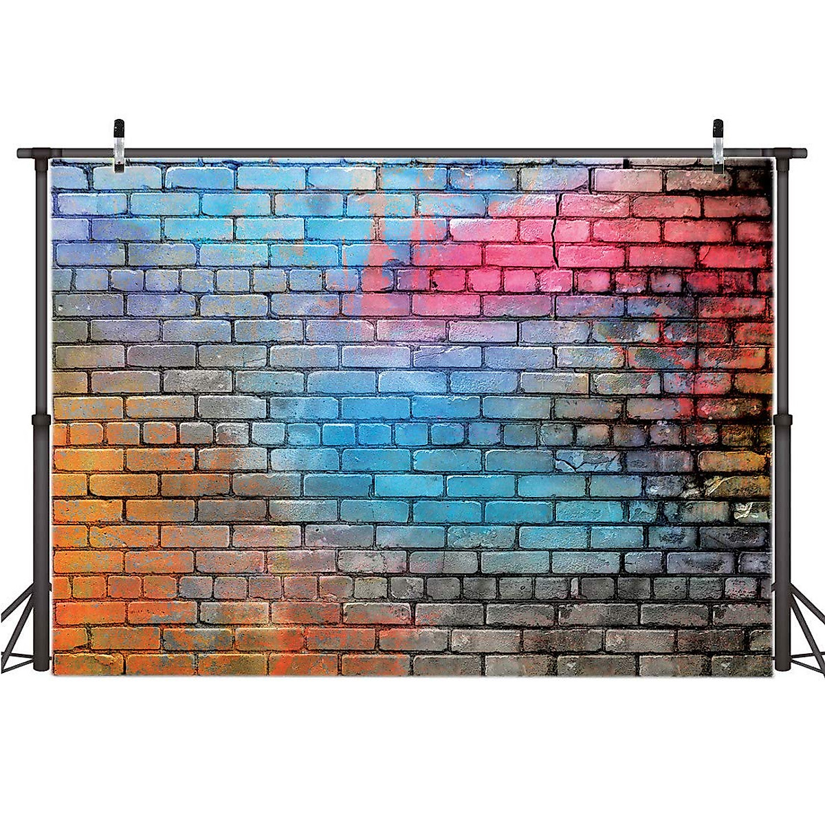 AIIKES 8x6FT Colorful Brick Wall Photo Backdrop 80's Hip Hop Disco Baby Birthday Wedding Graduation Themed Party Photography Background Fashion Decor Studio Photo Booth 11-502