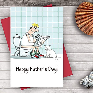Lovely Happy Father's Day from Cat, Adorable Cat Dad Card, Fathers Day Card with Envelope for Cat Lover