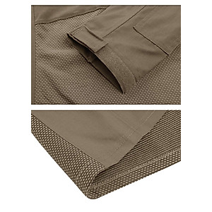 CRYSULLY Men's Long Sleeve Hunting Assault Military Trekking Pullover Shirt Khaki