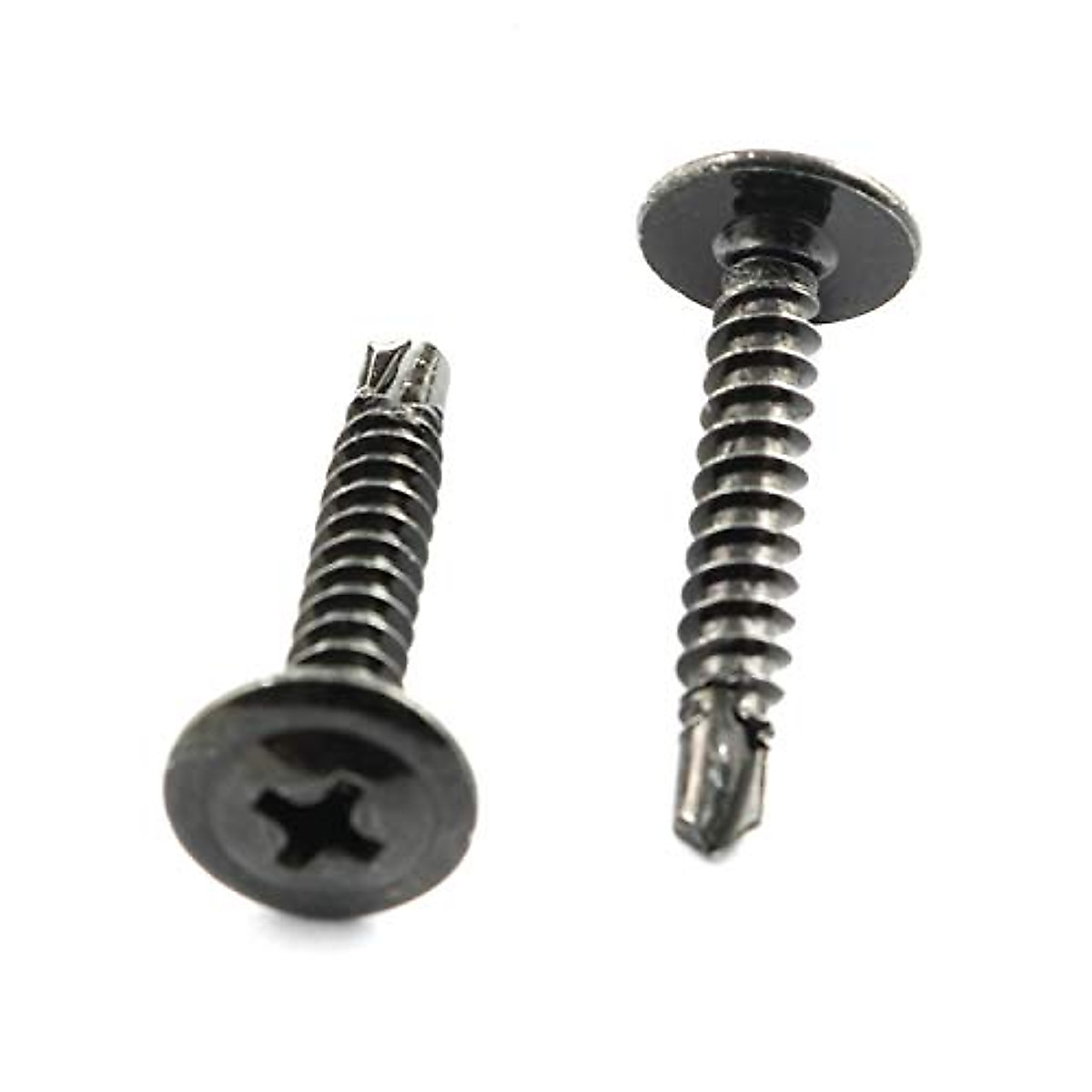 Pro Bamboo Kitchen 50pcs #8 x 1" Carbon Steel Cross Large Self-Tapping Truss Head Screws Black