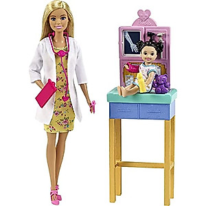 Barbie Careers Doll & Playset, Pediatrician Theme with Blonde Fashion Doll, 1 Patient Doll, Furniture & Accessories