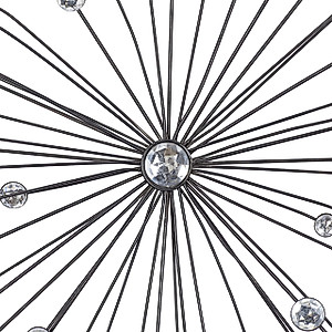 Deco 79 Metal Sunburst Wall Decor with Crystal Embellishment, Set of 3 16", 20", 24"W, Black