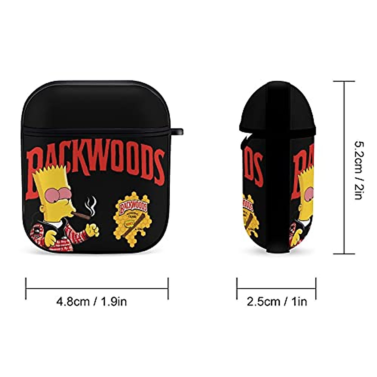 LotoGoto Backwoods Backwoods Backwoods Backwoods Wireless Charging Black-style1 Case with Keychain Cover for Apple Airpods 2&1, One Size