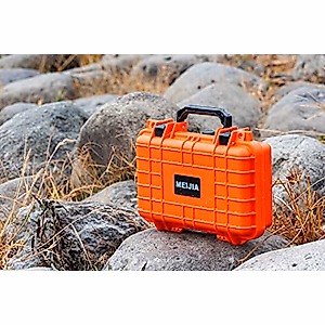 MEIJIA Portable All Weather IP67 Waterproof Protective Hard Case, Small Camera Case,Dry Case with Customizable Foam,Fit Use of Drones, Camera,Equipments, 11.65 ”x8.35”x3.78”(Orange)