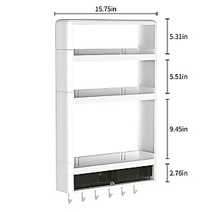 3 Tiers Bathroom Space Saver ,Over The Toilet Storage for Bath Essentials , Restroom Organization and Storage Shelf Over Washer and Dryer,No Drill,White
