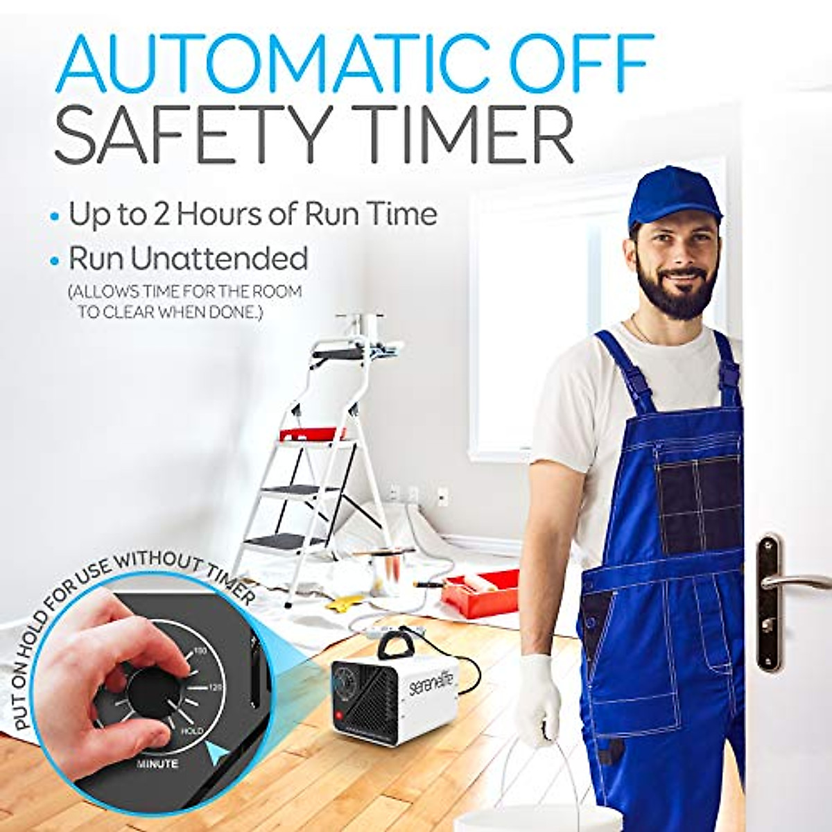 SereneLife 10,000mg/h Compact Ozone Generator - Commercial Ozone Generator Portable Industrial Ozone Deodorizer Sterilizer Odor Eliminator Machine, Up to 2000 Sq Ft Coverage - SLOZOGEN100