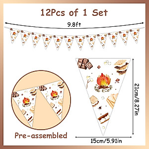 Jollyboom Smores Birthday Decorations, 3pcs Smore Camping Campfire Camper Birthday Party Pennant Banners, Smores Baby Shower Fun to Be One Birthday Party Pennant Flag Banner for Camping Theme Party
