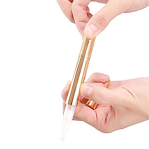Rocutus 3pcs Refillable Plastic Empty Nail Oil Pen With Brush Gold Twist Bottle Portable Tooth Whitening Gel Cosmetic Container