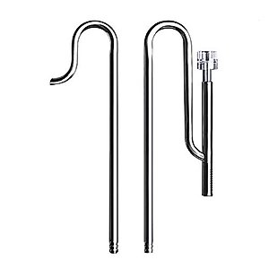 Metal Lily Pipe, 304 Stainless Steel Surface-Skimmer Stainless Steel Inflow Outflow with 2 Acrylic Holder for Aquarium Planted Tank, Inflow and Outflow Pipe Set Removes Surface Scum Pipe
