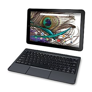 2019 RCA Viking Pro 10.1" Touchscreen 2-in-1 Tablet Laptop, Quad-Core Processor, 1GB RAM, 32GB SSD, WiFi, HDMI, Detachable Keyboard, Android 5.0 OS, charcoal