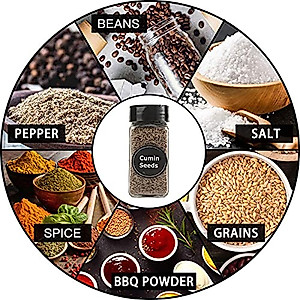 TAKETAO, 12pcs Glass Spice Jars,4oz Empty Square Glass Bottles Spice Containers with Black Caps,168 Waterproof Spice Labels,1pcs Silicone Collapsible ​Funnel Test Tube Brush Chalk Marker (12)