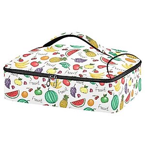 Kcldeci Insulated Thermal Food Carrier Insulated Casserole Carrier for Hot or Cold Food,Juicy Fruit Insulated Tote Bag for Potluck Cookouts Parties Picnic,Lasagna Lugger