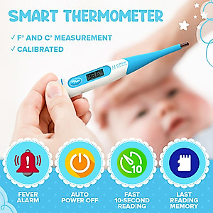 JJ CARE Oral Thermometer with LCD Display, Calibrated Oral Thermometer for Babies and Adults, 10 Seconds Fast Reading Oral Digital Thermometer for Fever with 10 Disposable Covers