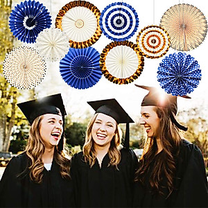 Furuix 2024 Graduation Party Decorations Royal Prince Baby Shower Decorations 10pcs Navy Gold Bridal Shower Decorations Navy Blue Pinwheel Backdrop Boy Prince Party Supplies 1st Birthday Decorations