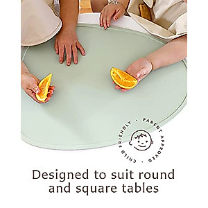 Willow + Sim Silicone Placemat for Kids - Travel Placemats for Toddlers, Non Slip Silicon Mat for Baby Eating, Best Kids Placemats for Dining Table Spills & Mess, Round, Nonslip, Safe & Easy to Clean