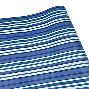 Yifely Mediterranean Blue Stripes Shelf Liner Removable Dresser Drawer Sticker Self-Adhesive Furniture Paper 17.7 Inch by 9.8 Feet