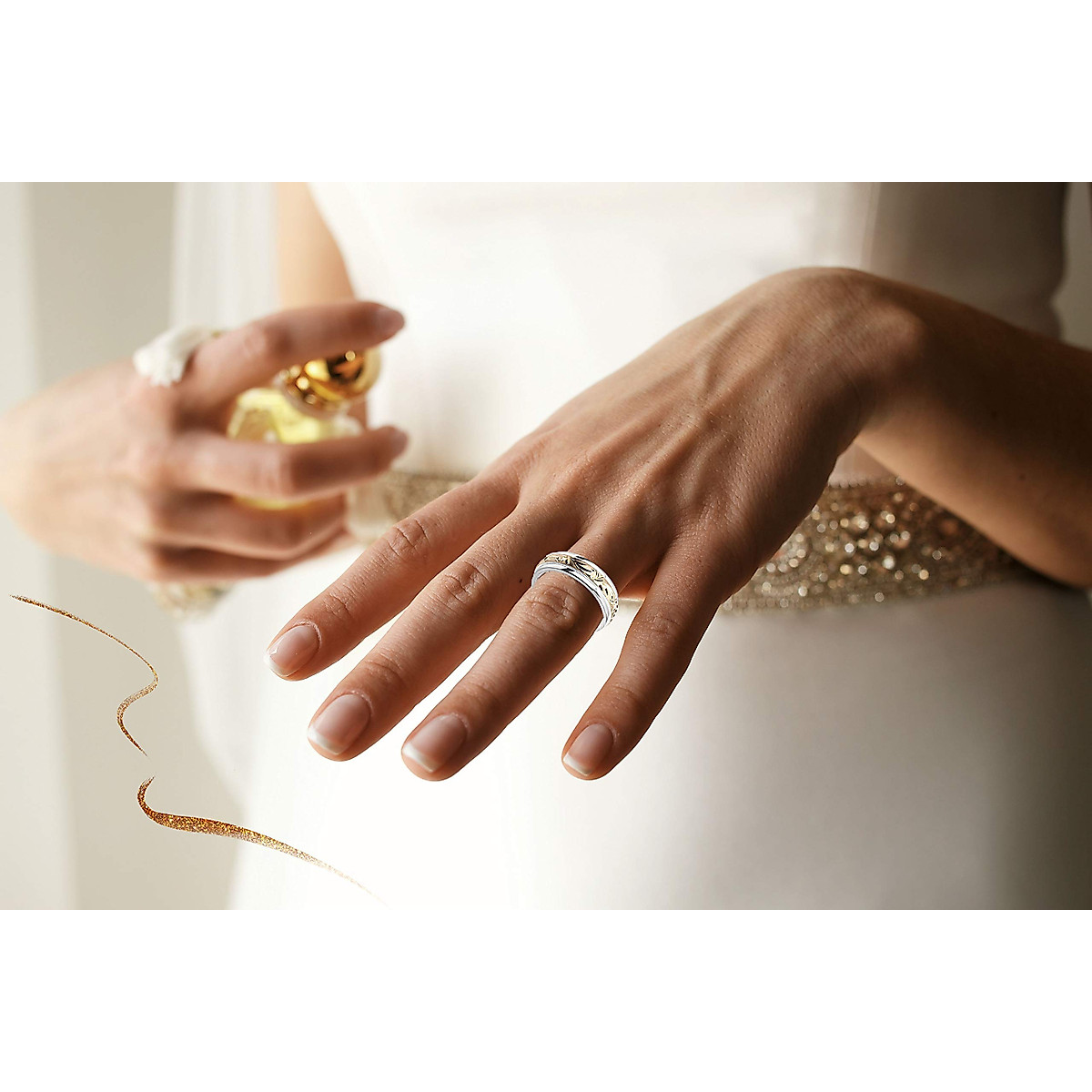 Alain Raphael two-tone sterling silver & 10K yellow gold 6 millimeters wide comfort fit wedding band