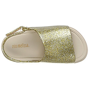 Mini Melissa Baby-Girl's Mini Beach Slide Sandal Flat, gold glitter, 7 M US Toddler