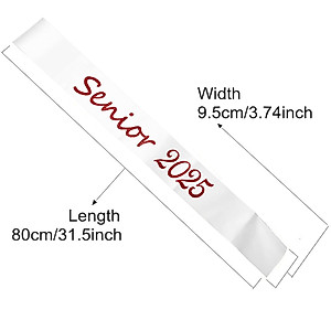 Ashaqshnglee Senior Sash 2025, 6 Pack White Senior 2025 Satin Sashes with Red Glitter Letters Graduation Sash Finally Graduated Senior Cheer Sash Party Supplies