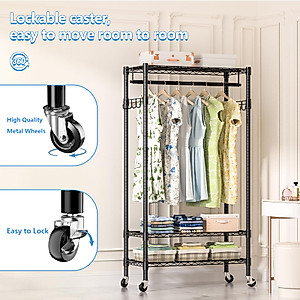 HEMTEN K3 Clothes Rack Heavy Duty Clothing Rack with 8 Shelves 4 Hang Rods, Adjustable Freestanding Metal Clothing Rack for Hanging Clothes, Portable Wardrobe Closet 14"W x 74"L x 74.8"H, Load 970LBS