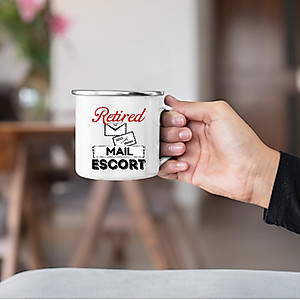 Retired Postal Worker Gift Ideas Mail Escort Mailman Retirement 12oz Enamel Silver Mug