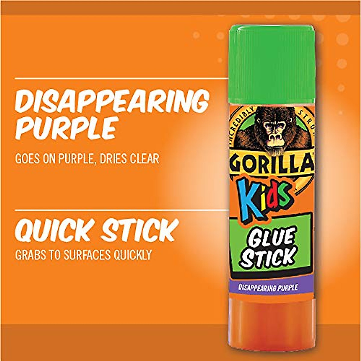 Gorilla Kids Disappearing Purple Glue Sticks, Six 6 Gram Sticks, (Pack of 1)