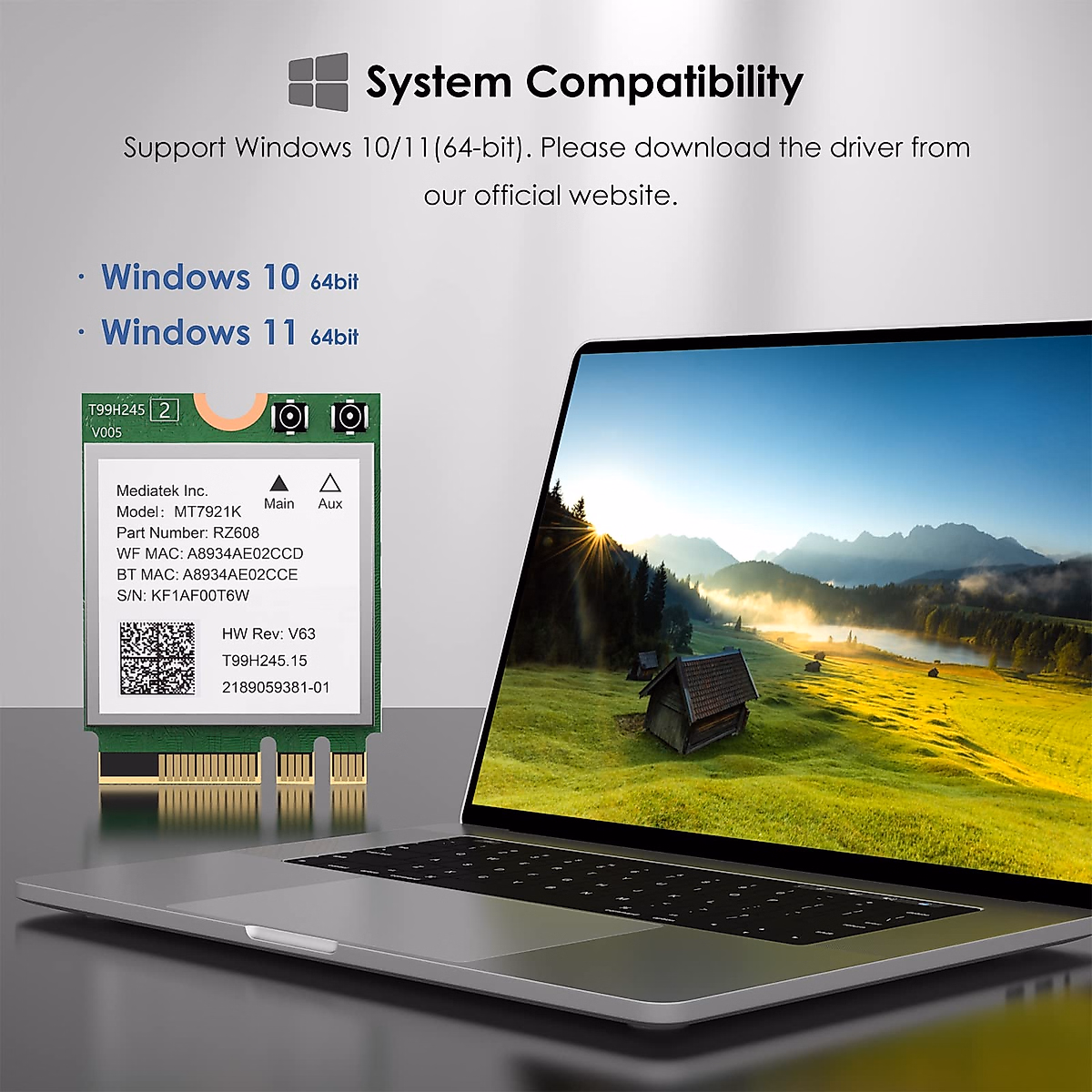 WAVLINK AX3000 6 M.2 WiFi Card,Bluetooth 5.2 NGFF Adapter, Dual-Band (2.4/5Ghz) M2 Wireless Network Card Adapter with OFDMA, MU-MIMO, WPA3, Ultra-Low Latency, Supports Windows 11, 10 (64bit)