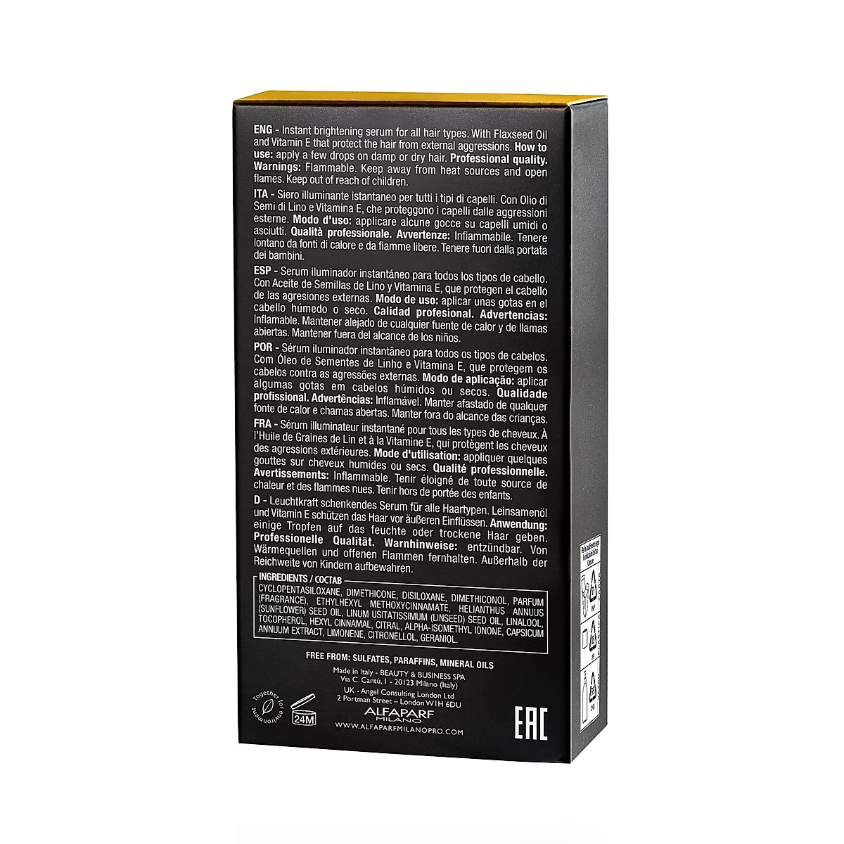 Alfaparf Milano Semi di Lino Sublime Cristalli Liquidi Hair Oil Serum with Thermal Protection - Anti Frizz Hair Serum & Smoothing Heat Protectant Spray with Vitamin E for Frizzy Hair (1.01 oz / 30 ml)