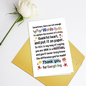 Supoeguk Lovely Thank You Card for Friend, Appreciation Card for Boss Coworker, Poem Thank You Card for Teacher, Sweet Friendship Card for Him Her, One in A Million