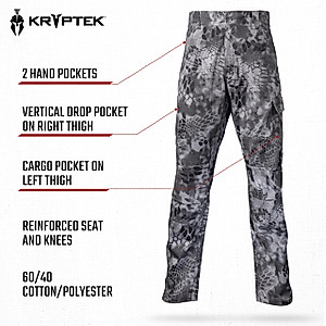 Kryptek Men's Standard Stalker, Stealthy Camo Hunting Pant, RAID, Medium