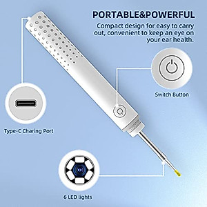 Ear Scope, Ear Wax Removal Tool Camera Wireless Otoscope 1080P Ear Cleaner Camera, Otoscope with Light Ear Wax Remover, Ear Endoscope Compatible with iPhone iPad Android