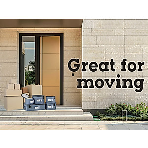 Hard Shell China Storage Containers 5-Piece Set Moving Boxes for Dinnerware, Glasses, Plates, Mugs and Saucers Sturdy Dish Organizer with Dividers for Seasonal Storage - Service for 12 - Denim Blue