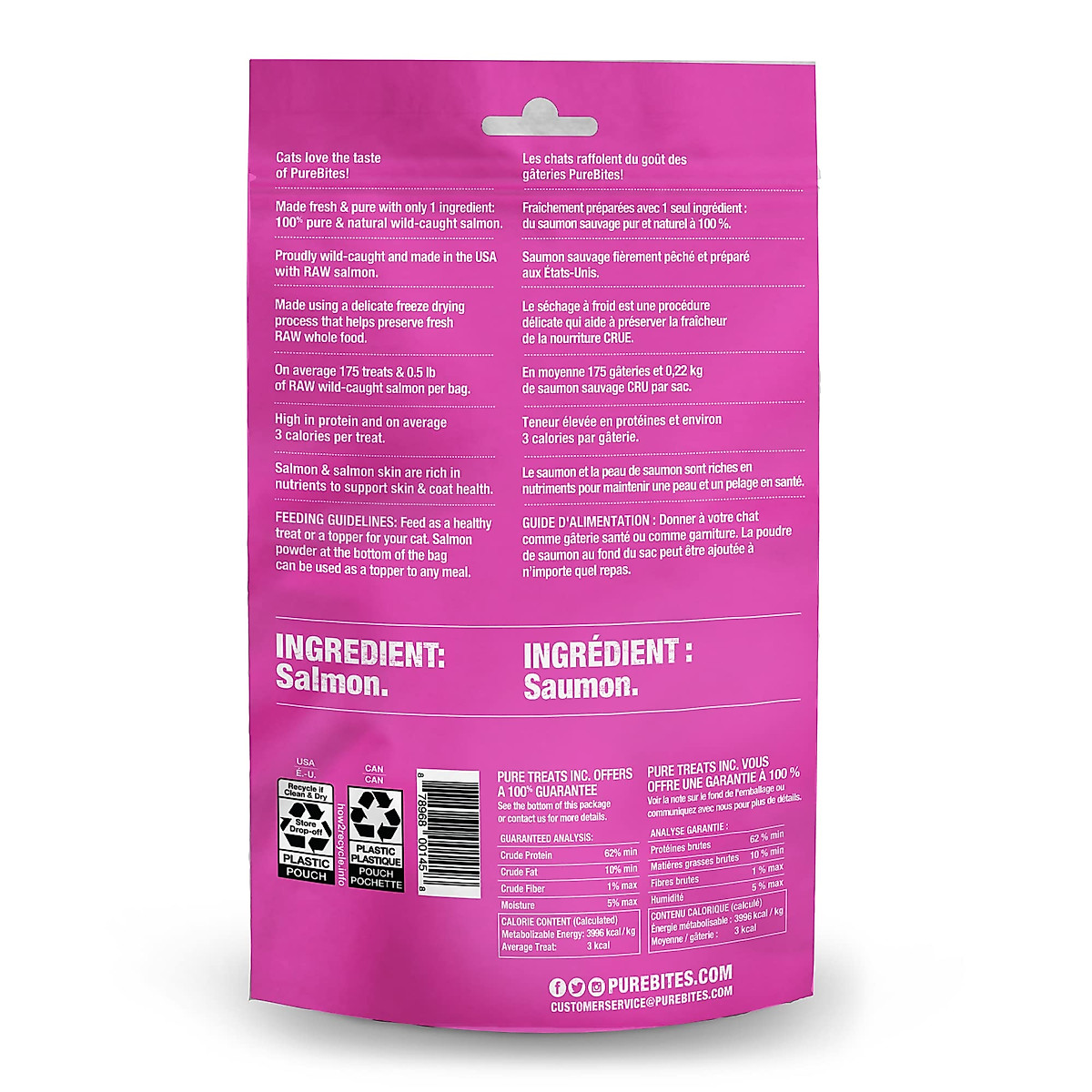 PureBites Freeze Dried Salmon Cat Treats 57g | 1 Ingredient | Made in USA (Packaging May Vary)