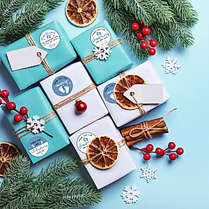 Cgvovgr 80 Pcs Blue Footprint Baby Shower Thank You Stickers - Gender Reveal Stickers Cute Boy Baby Shower Favor Labels with Footprint Design Baby Gift Wrap