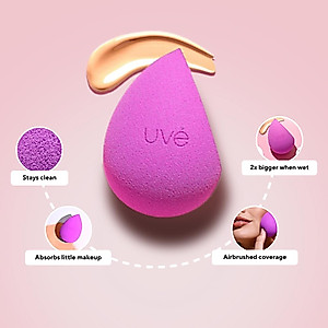 Helio Makeup Blender Sponge, Streak Free Application of Liquid, Powder & Cream Foundation, Professional Complexion Blending Tool, Cruelty Free, Vegan, Latex Free