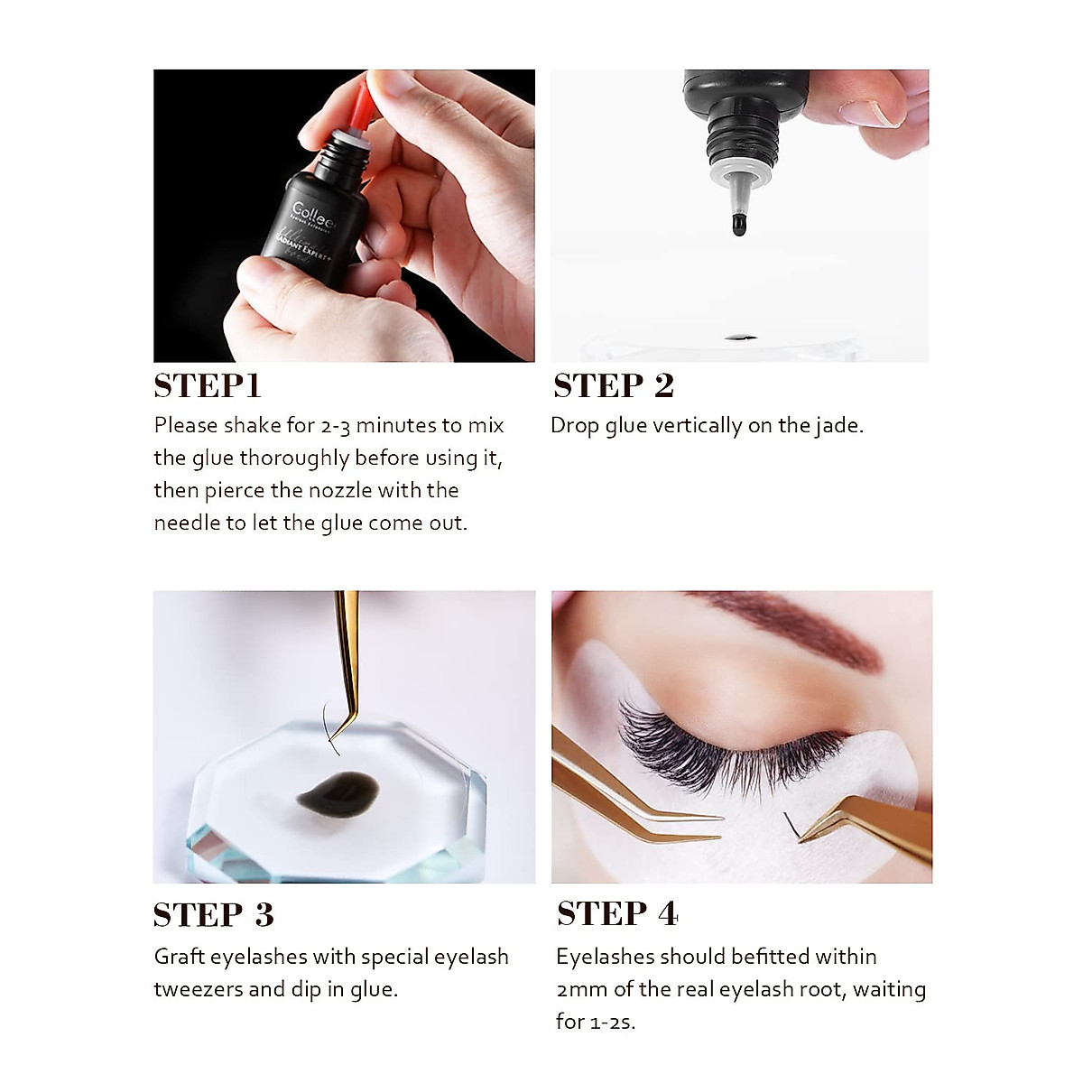 Eyelash Extension Glue 0.5 Sec Fast Drying/Retention -8 Week /(0.17fl.oz / 5ml) Eyelash Glue Waterproof Lash Extension Glue Semi-Permanent Extensions Black Adhesive Supplies for Professional USE ONLY