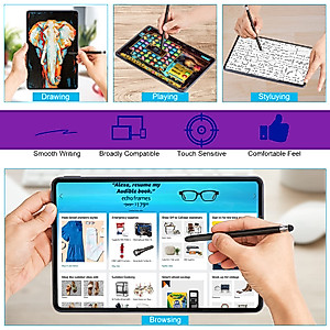 Liromna Stylus Pens for Touch Screens(4 Pcs), Sensitivity Capacitive Stylus 2 in 1 Stylus Pen with 8 Extra Replaceable Tips for iPad Tablets Samsung Galaxy PC All Universal Touch Screen Devices
