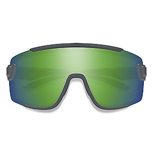 SMITH Wildcat Sunglasses with ChromaPop Lens – Shield Lens Performance Sports Sunglasses for Biking, MTB & More – For Men & Women – Matte Cement Viz + Green Mirrored Lens