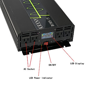 KRXNY 2000W Off Grid Pure Sine Wave Power Inverter 48V DC to 120V AC 60HZ with LCD Display USB Port