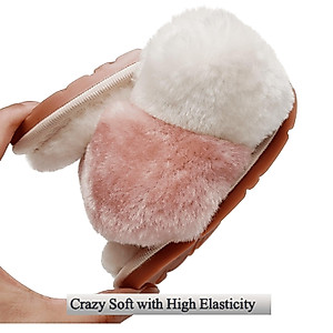 Crazy Lady Women's Fuzzy Fluffy House Slippers Cute Plush Memory Foam Shoes Cross Band Indoor Outdoor Open Toe Sandals(06/White, 7-8)